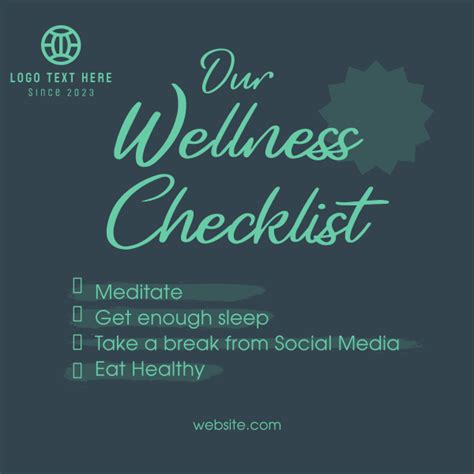 Wellness Checklist Instagram Post Brandcrowd Instagram Post Maker