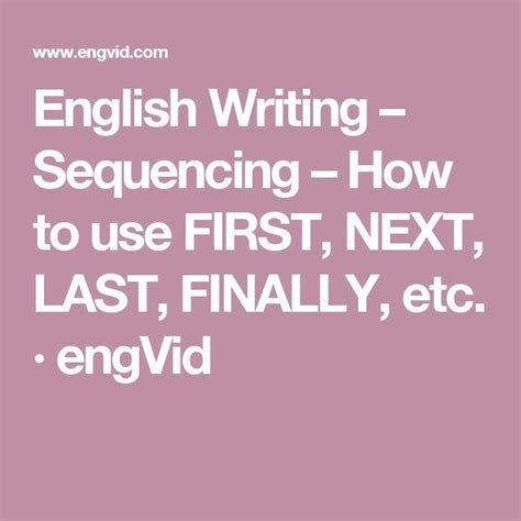 How To Use Sequencers In English FIRST THEN NEXT AFTER THAT FINALLY