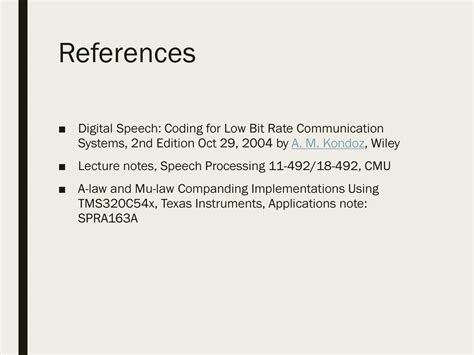 Speech Compression Course Outline And Rules Properties Of The