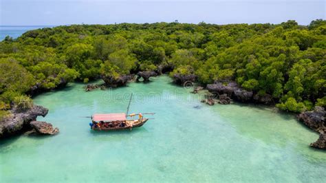 Aerial View Of The Pamunda Island Zanzibar Safari Blue Stock Photo