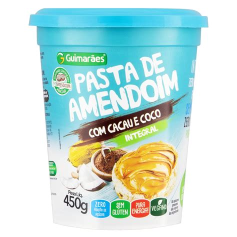 Pasta De Amendoim Com Cacau E Coco Integral Zero Lactose Guimarães Pote