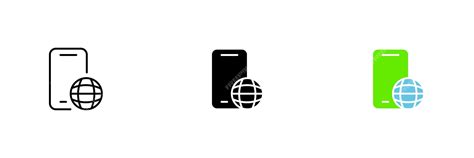 Premium Vector Phone Icon With Planet Global Network Satellite And Cellular Communication