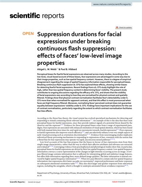 Pdf Suppression Durations For Facial Expressions Under Breaking