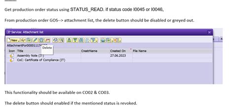 Disable Grey Out Delete Button In Co02 And Co03 Sap Community
