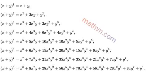 Công thức khai triển x y n nhị thức Newton Toán Học Việt Nam