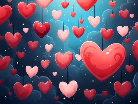 Cute Drawing Of Red And Pink Hearts 1 Stock Illustration