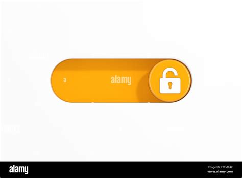 Yellow Toggle Switch Slider With Opened Lock Icon On A White Background