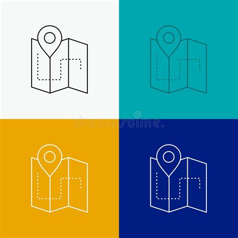 Map Camping Plan Track Location Icon Over Various Background Line Style Design Designed