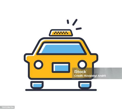 計程車圖示黃色計程車隔離在白色背景上設計項目彩色移動概念和 Web 應用的元素平面樣式向量插圖向量圖形及更多乘圖片 Istock