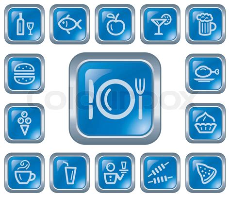 Food And Drinks Button Set Stock Vector Colourbox