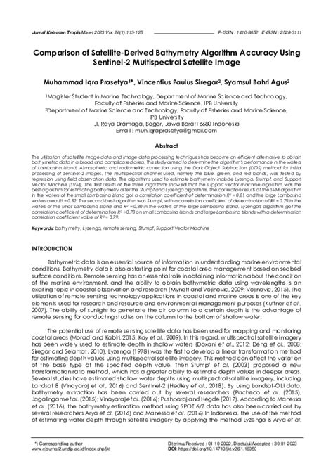 Pdf Comparison Of Satellite Derived Bathymetry Algorithm Accuracy