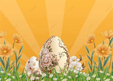 Orange Easter Eggs Grass Background Grassland Easter Easter Egg