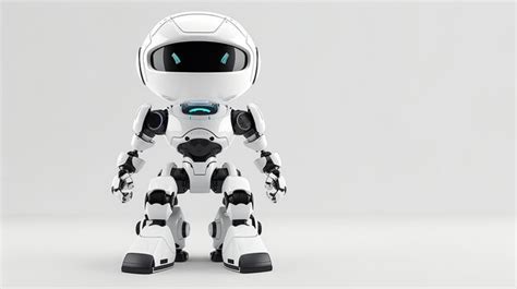 Premium Photo A Small White Robot Stands On A White Background