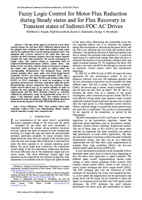 pdf fuzzy logic control for motor flux reduction during steady states