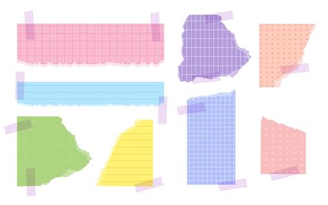 테이프로 찢어진 된 종이 컬렉션 무료 벡터