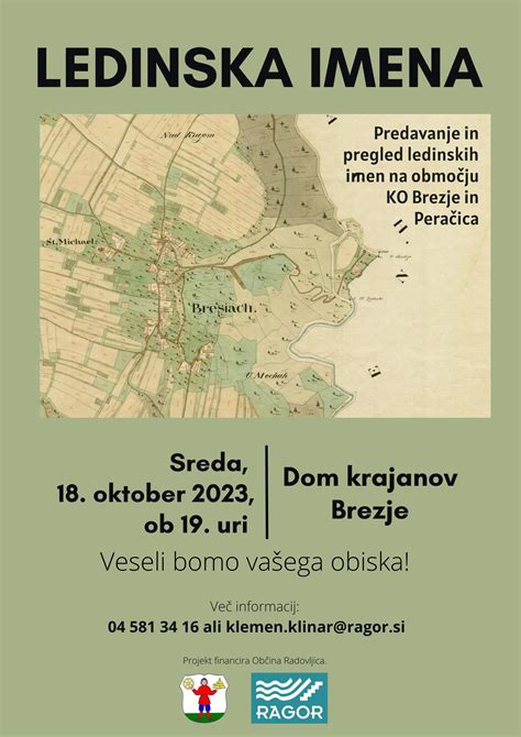 Vabilo na predavanje in pregled ledinskih imen Brezje Občina