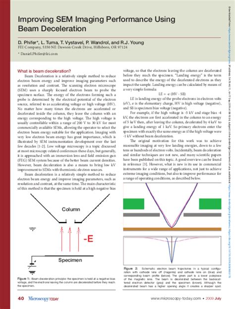 Pdf Improving Sem Imaging Performance Using Beam Deceleration