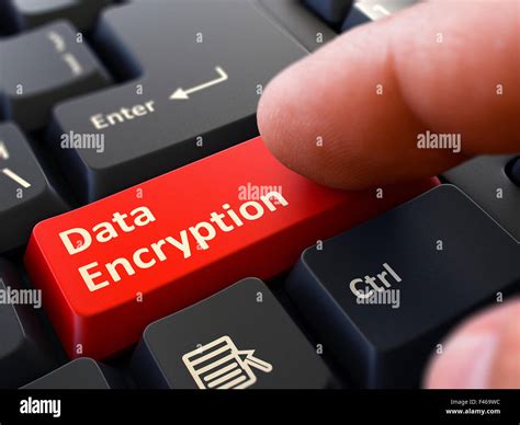 Data Encryption Clicking Red Keyboard Button Stock Photo Alamy