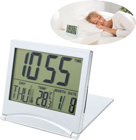 Digital Travel Alarm Clock With Lcd Display Foldable Desk Top Clock With Day Date And
