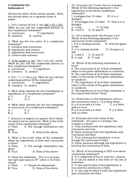 3rd Summative Test Pdf Water