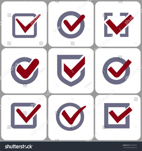 Confirm Checkbox Signs Set Vector 스톡 벡터 로열티 프리 252736201 Shutterstock