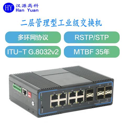 汉源高科6光8电web管理型工业级环网交换机din导轨式支持基于g 8032协议的环网保护工业级光纤收发器、led大屏光纤收发器、万兆光纤收发器、工业级交换机、工业级环网交换机、poe交换机