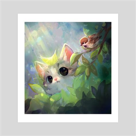 Cat And Birb An Art Print By Xiong Hea Inprnt