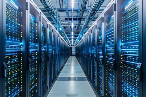 Symmetrical Arrangement In Minimalist Data Center Premium Ai Generated Image