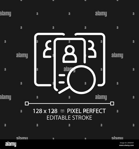 Candidate Pixel Perfect White Linear Icon For Dark Theme Stock Vector