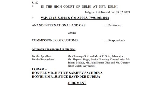 Delhi High Court Rules On Customs Act Appeal Period Calculation Consultease Com