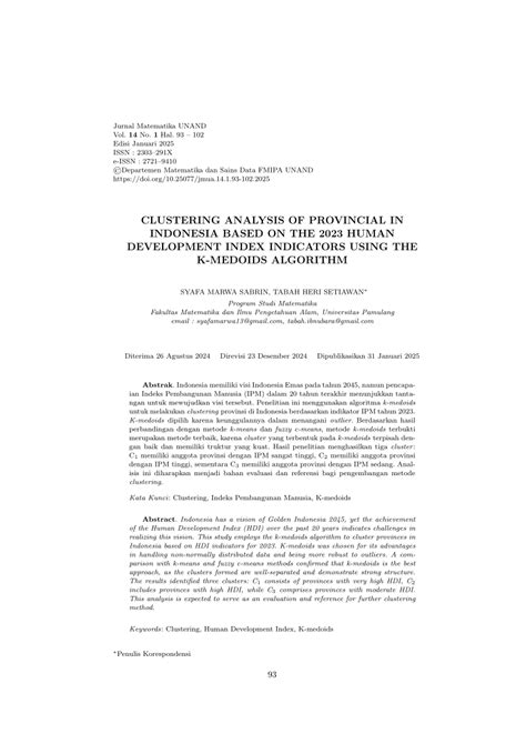 Pdf Clustering Analysis Of Provincial In Indonesia Based On The 2023