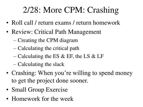 Ppt 2 28 More Cpm Crashing Powerpoint Presentation Free Download