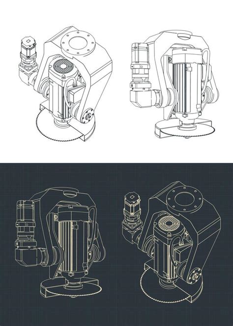CNC Saw Head Blueprints 48238893 Vector Art At Vecteezy
