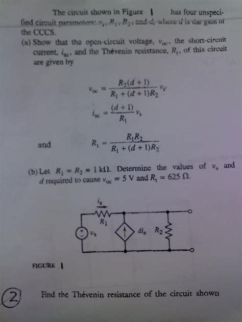 Solved The Circuit Shown In Figure 1 Has Four Unspecified