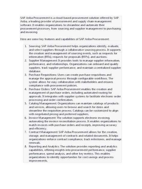 Sap Ariba Procurement Overview Download Free Pdf Procurement Supply Chain