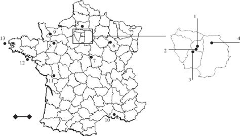 Geographical Localization Of The 13 House Sparrow Populations Used In