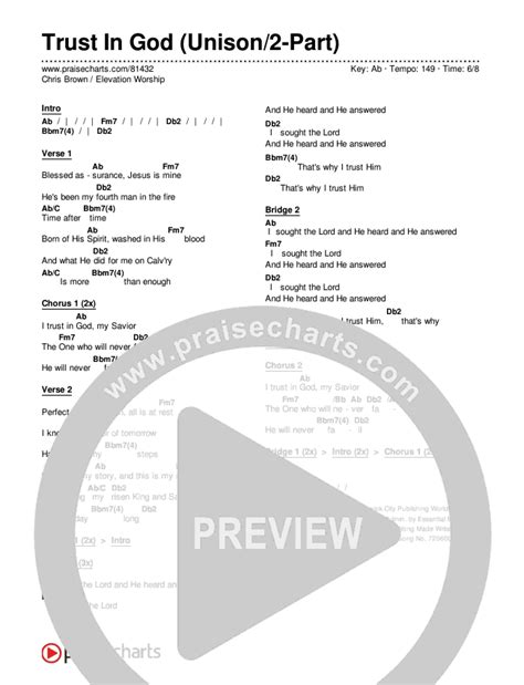 Trust In God Unison 2 Part Chords PDF Elevation Worship Chris