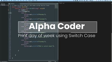 How To Print Day Of The Week Using Switch Case Java Practical Youtube