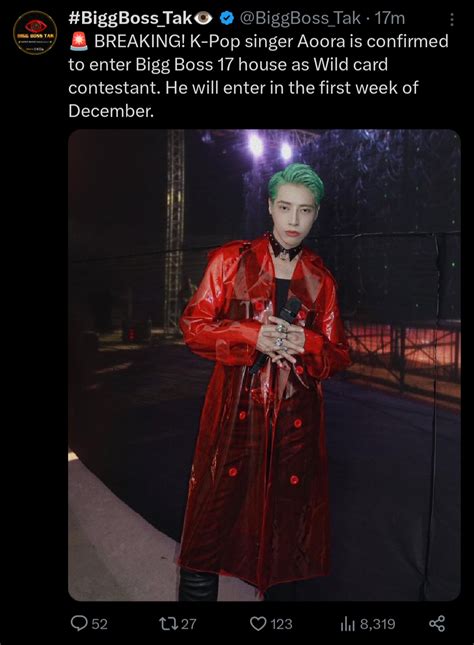 K Pop Artist Aoora Will Be Entering Bb17 As A Wild Card In The First Week Of December R Biggboss