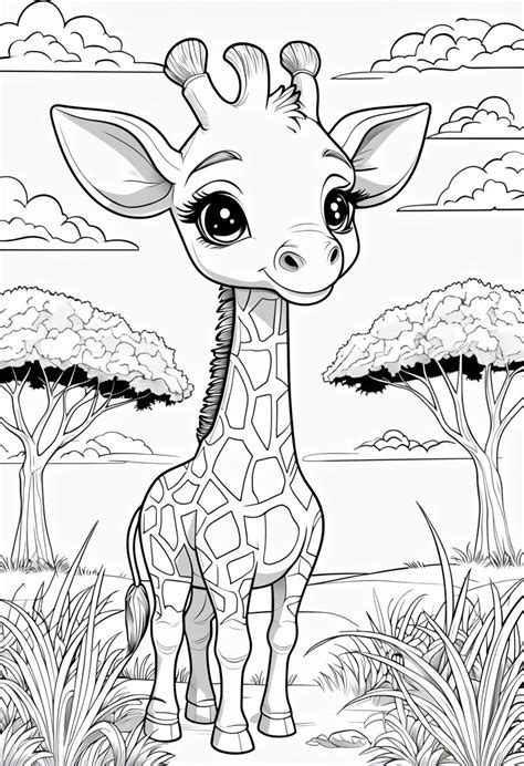 Giraffe Color Cartoon