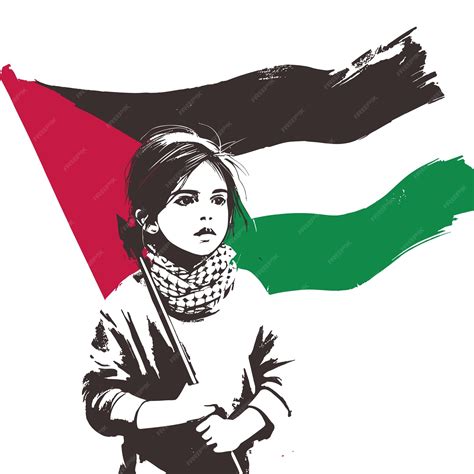 Premium Vector A Girls Stand With Palestine Flag Hand Draw Vector