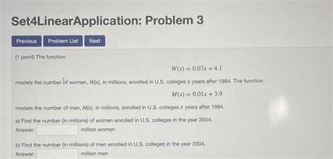 solved set4linearapplication problem 3 1 point the