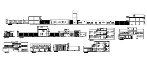 Multi Story Hotel Building All Sided Elevation And Section Cad Drawing Details Dwg File