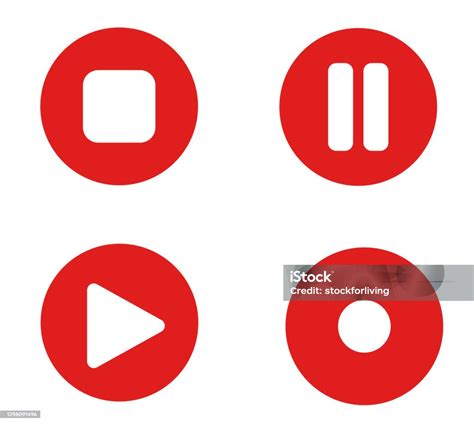 Ilustración De Cuatro Botones Multimedia Aislados En Fondo Blanco
