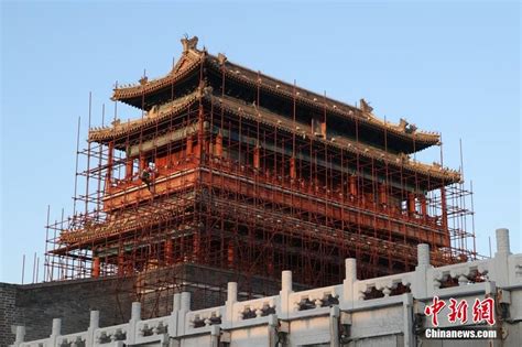 北京永定门城楼修缮工作有序进行 中新社 蒋启明