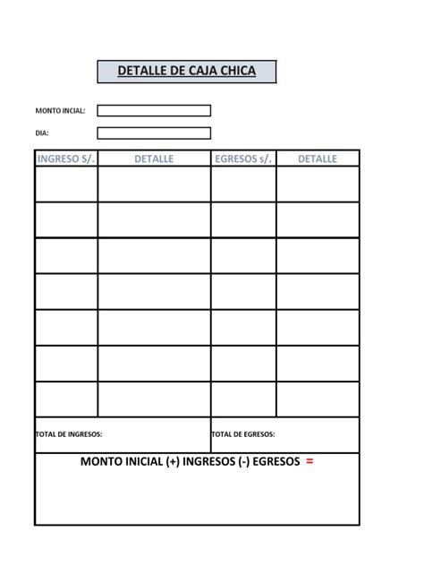 Formato Caja Chica Pdf