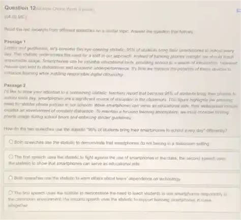 Question 12 Multiple Choice Worth 5 Points 0402 Mc Read The Two