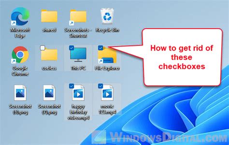 remove checkboxes from icons in windows 11