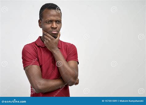 Thoughtful Man Holding His Chin And Thinking Stock Image Image Of