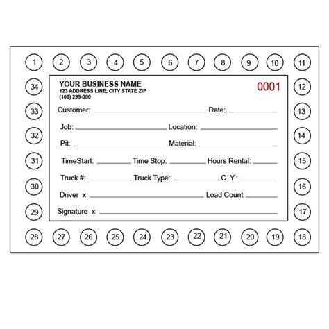 Truck Load Sheet 4 Part Copies Carbonless Business Forms Custom